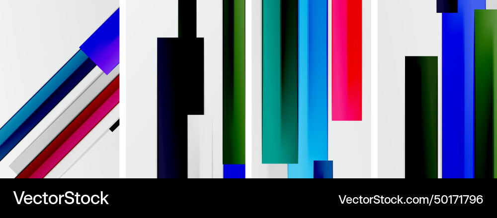 Minimal lines and color stripes poster abstract Vector Image