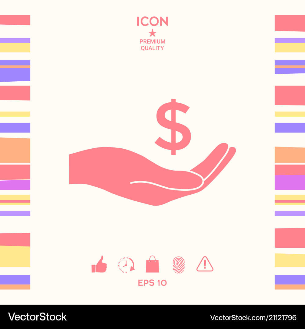 Money in hand dollar symbol icon Royalty Free Vector Image