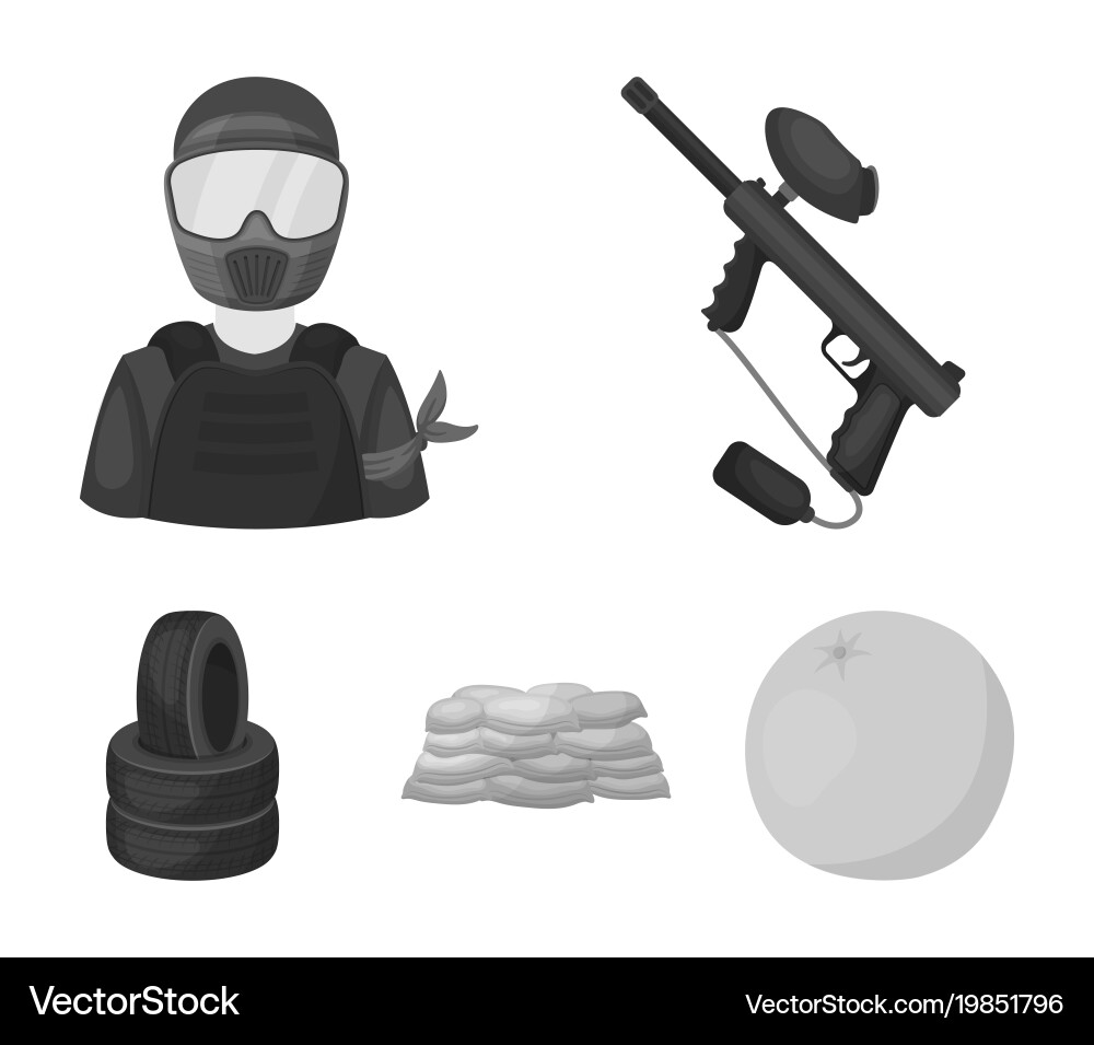 Paintball marker player and other accessories Vector Image