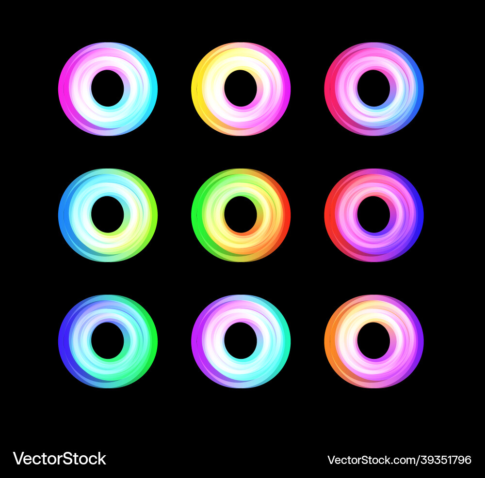 Round color overlay donut logo set global network Vector Image