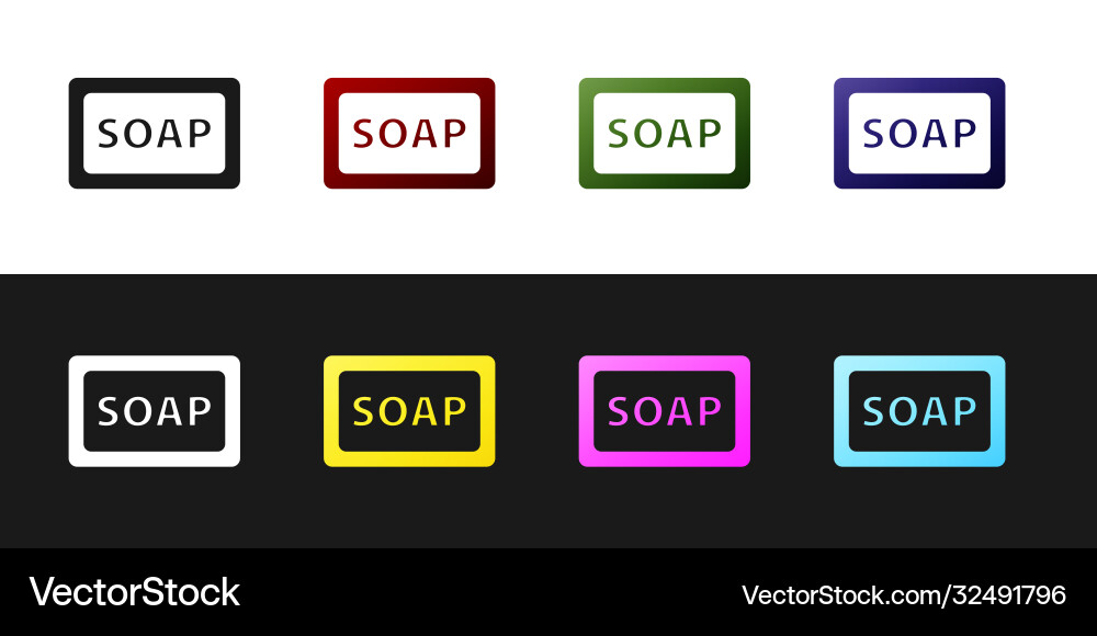 Set bar soap icon isolated on black and white Vector Image