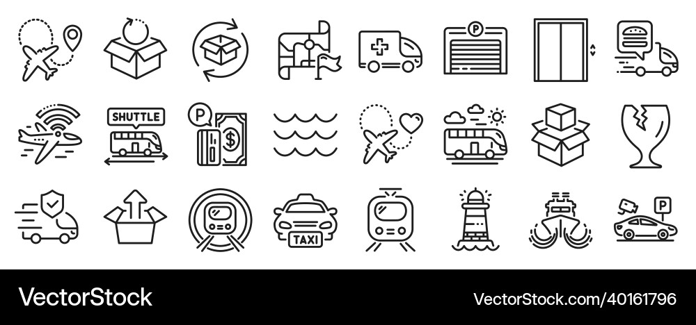 Set of transportation icons such as return parcel Vector Image