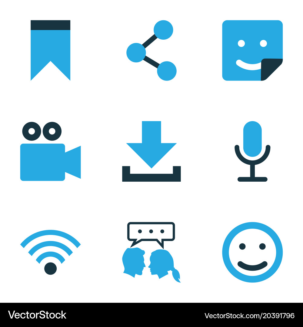 Social icons colored set with talking smile Vector Image