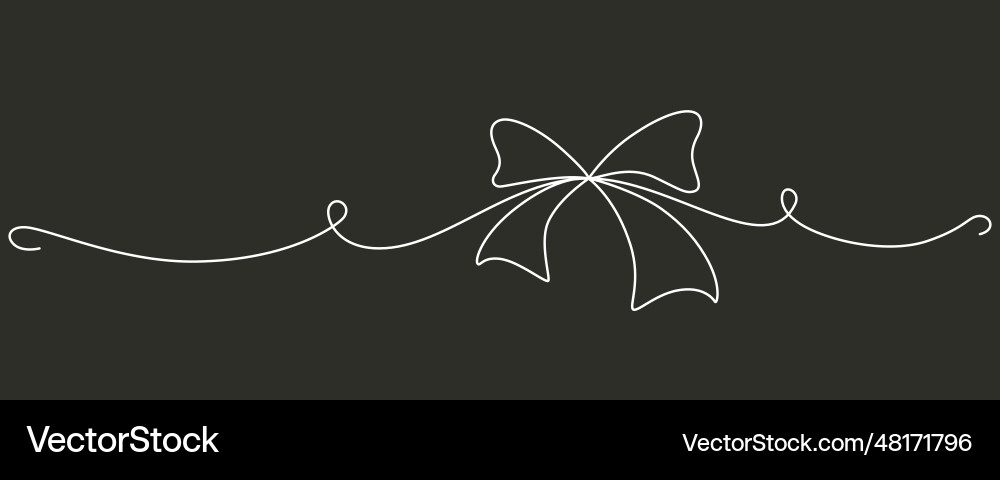 Tied ribbon bow hand drawing one line Royalty Free Vector