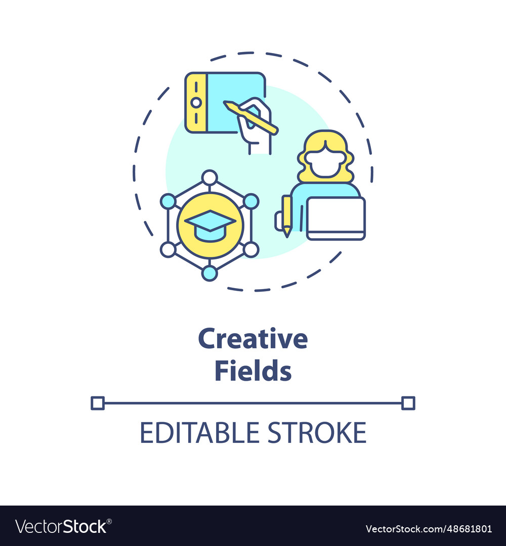 2d Colorful Thin Linear Icon Creative Fields Vector Image