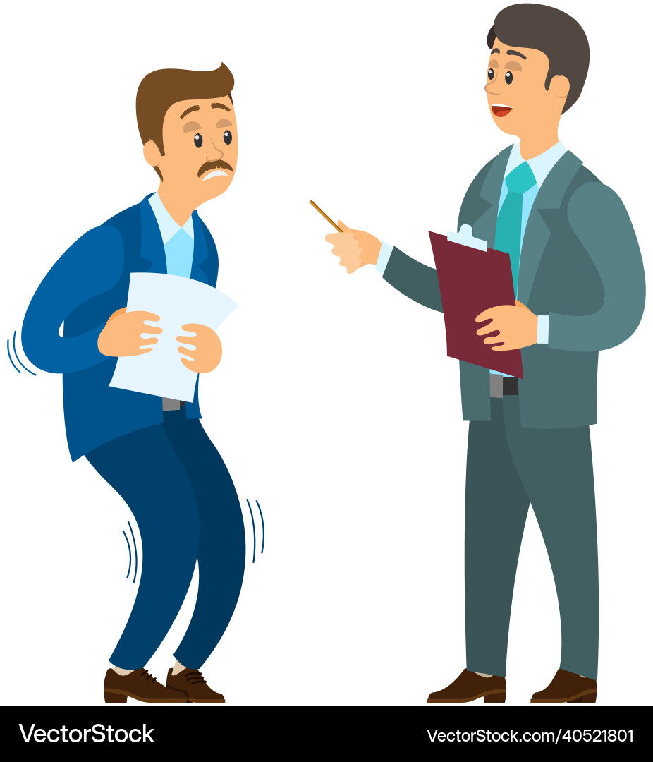 Angry boss shouting to scared employee director Vector Image