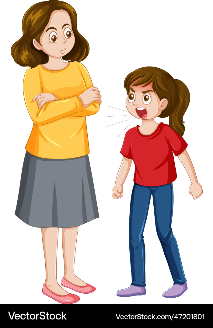 Angry daughter and concerned mother Royalty Free Vector