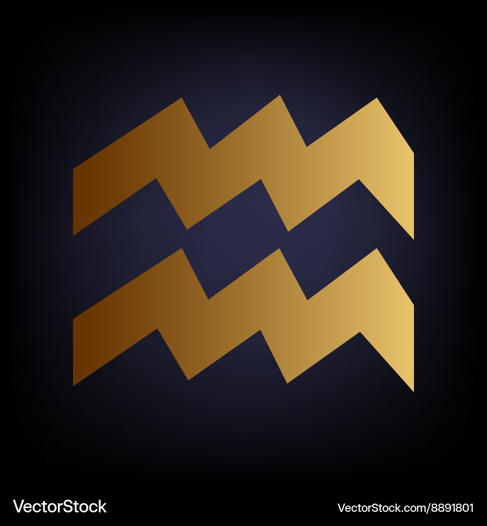 Aquarius sign golden style icon Royalty Free Vector Image