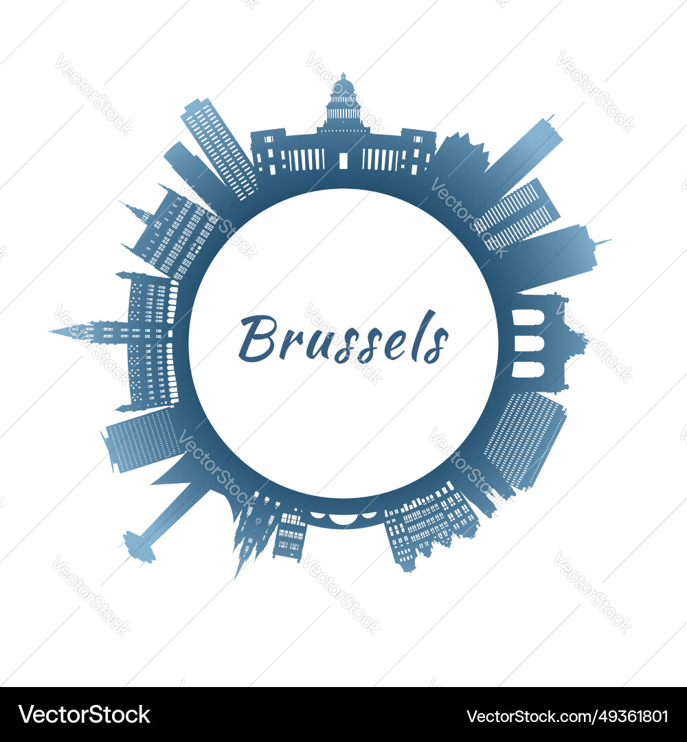 Brussels skyline with colorful buildings circular Vector Image
