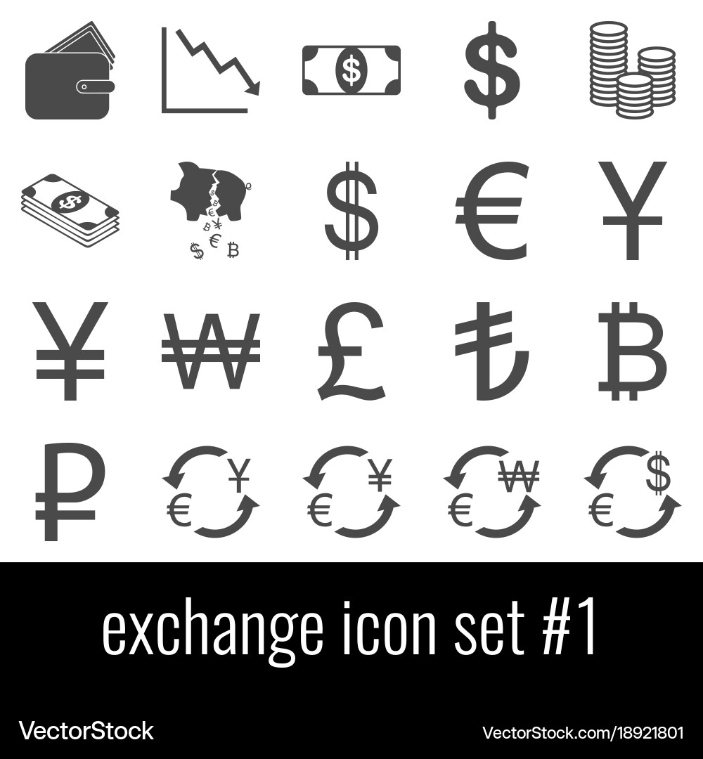 Exchange icon set 1 gray icons on white Royalty Free Vector