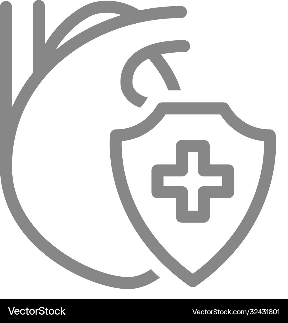 Healthy protected heart line icon treatment Vector Image