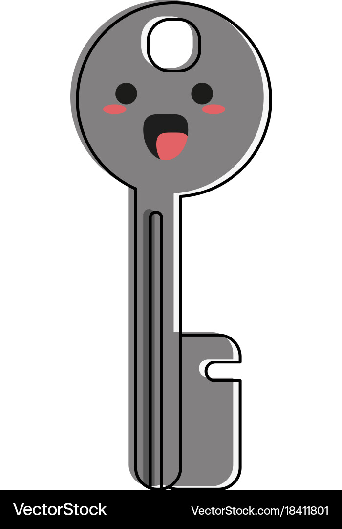 Key happy cartoon character icon image Royalty Free Vector