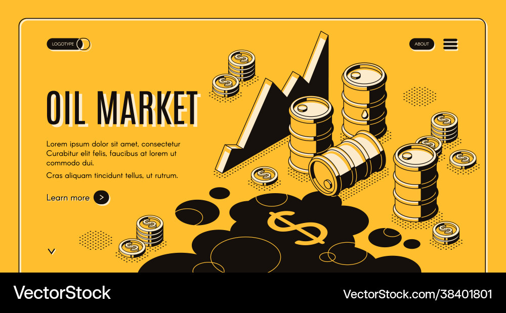 Oil trade market isometric webpage template Vector Image