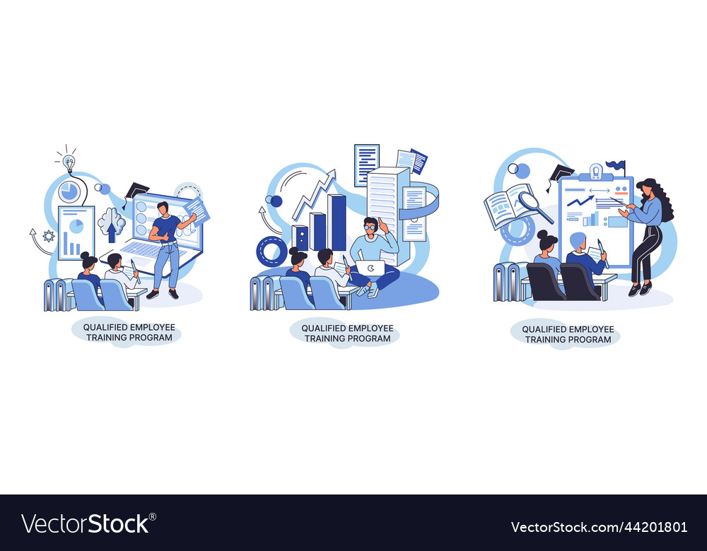 Qualified employee training program refresher Vector Image
