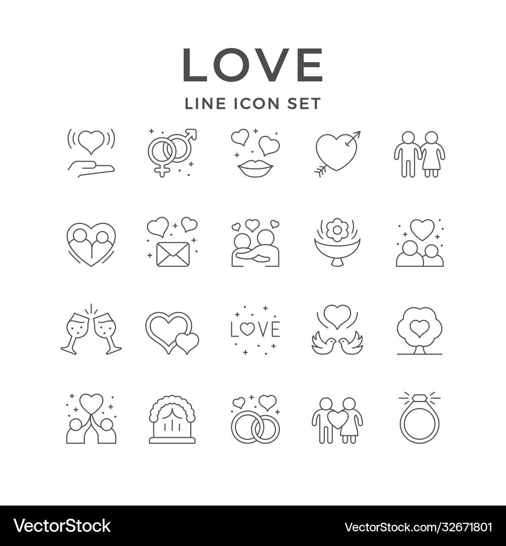 Set line icons love and romance Royalty Free Vector Image