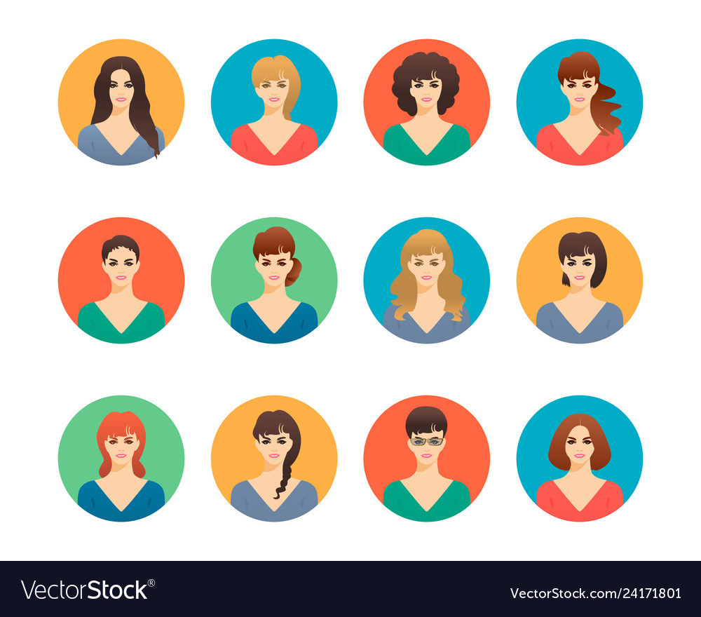 Smiling people portraits women girls faces and Vector Image