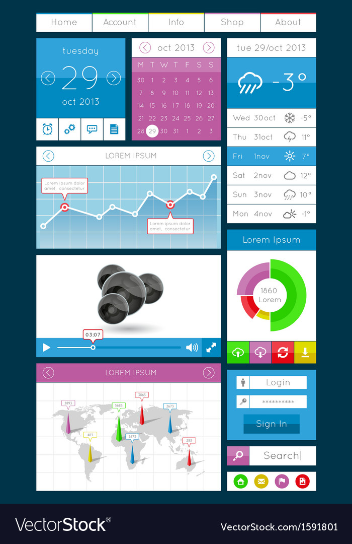 Ui infographics and web elements Royalty Free Vector Image