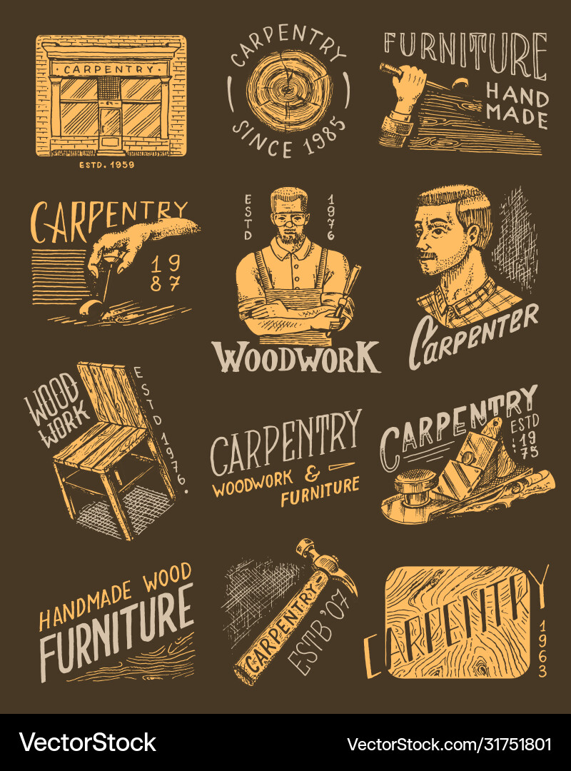 Wooden labels set for workshop or signboards Vector Image
