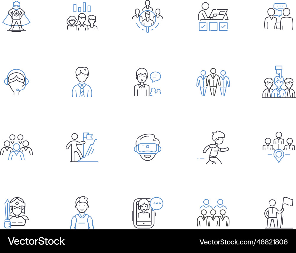 Adolescent audience line icons collection Vector Image