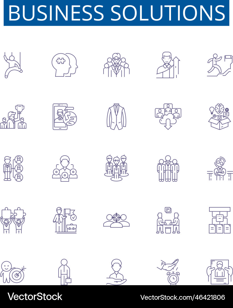 Business solutions line icons signs set design Vector Image