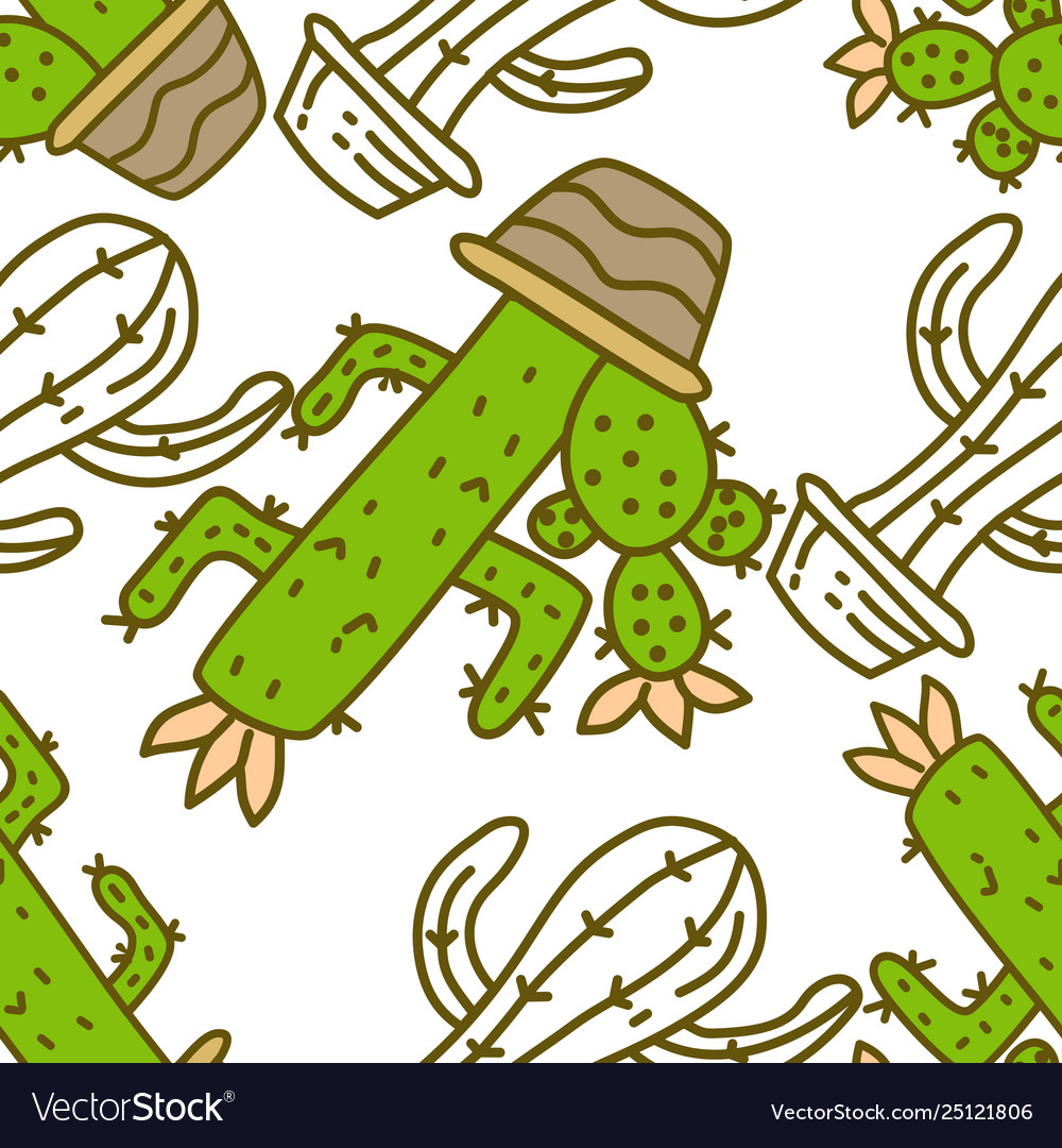 Cactus pattern seamless template Royalty Free Vector Image