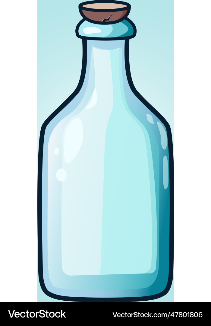 Cartoon glass bottle with a cork Royalty Free Vector Image