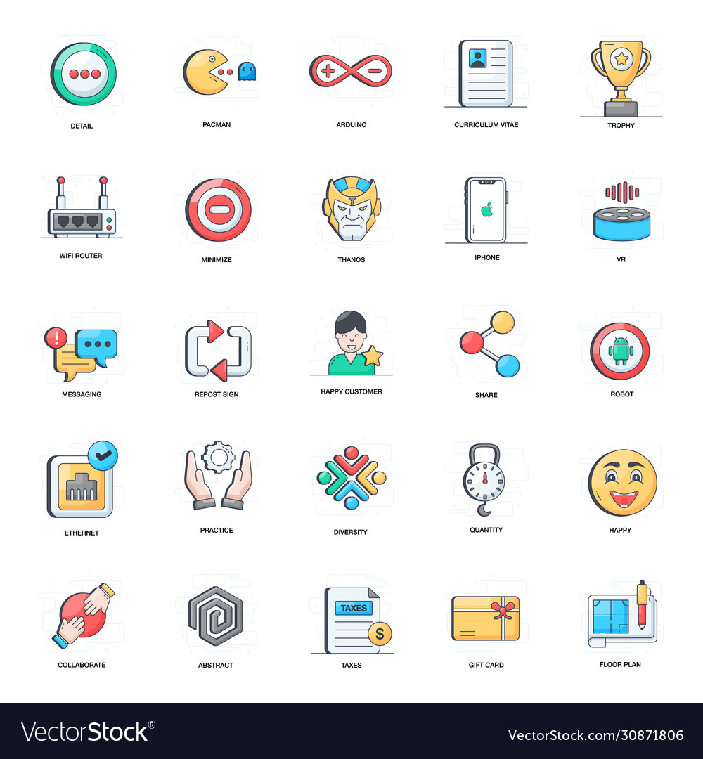 Conceptual flat icons set Royalty Free Vector Image