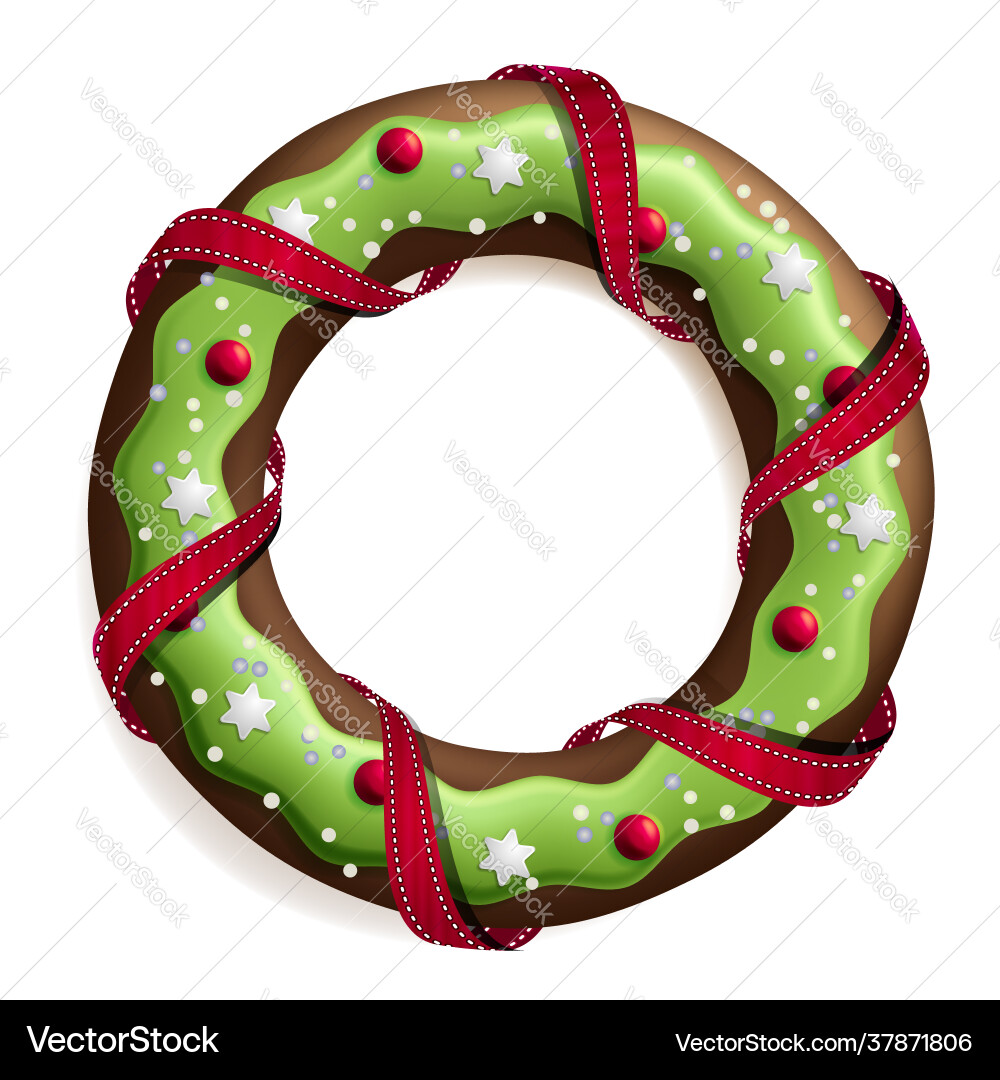 Cookie stylized christmas wreath Royalty Free Vector Image
