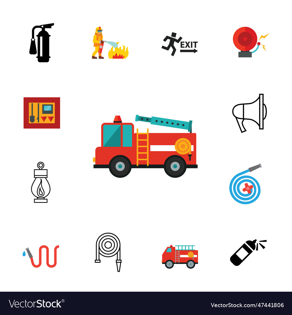 Firefighting icon set Royalty Free Vector Image
