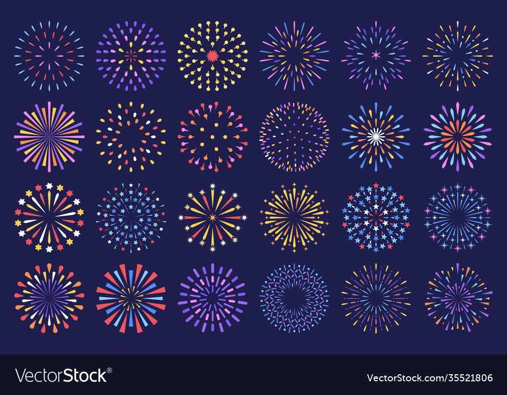 Flat festive firework Royalty Free Vector Image