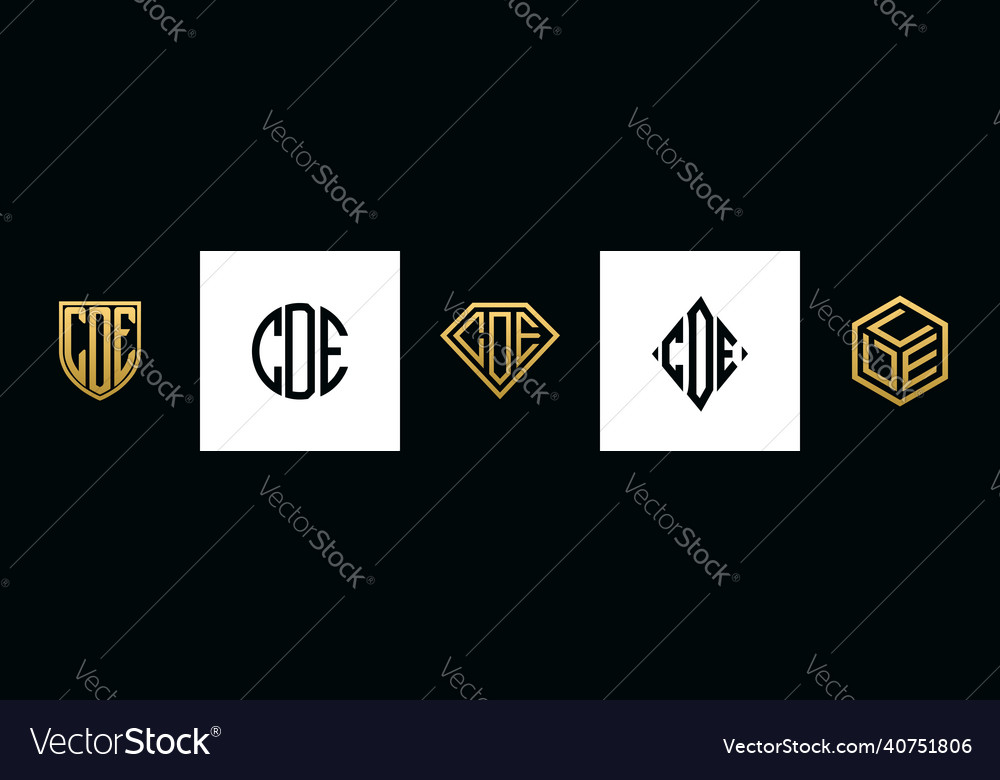Initial letters cde logo designs bundle Royalty Free Vector