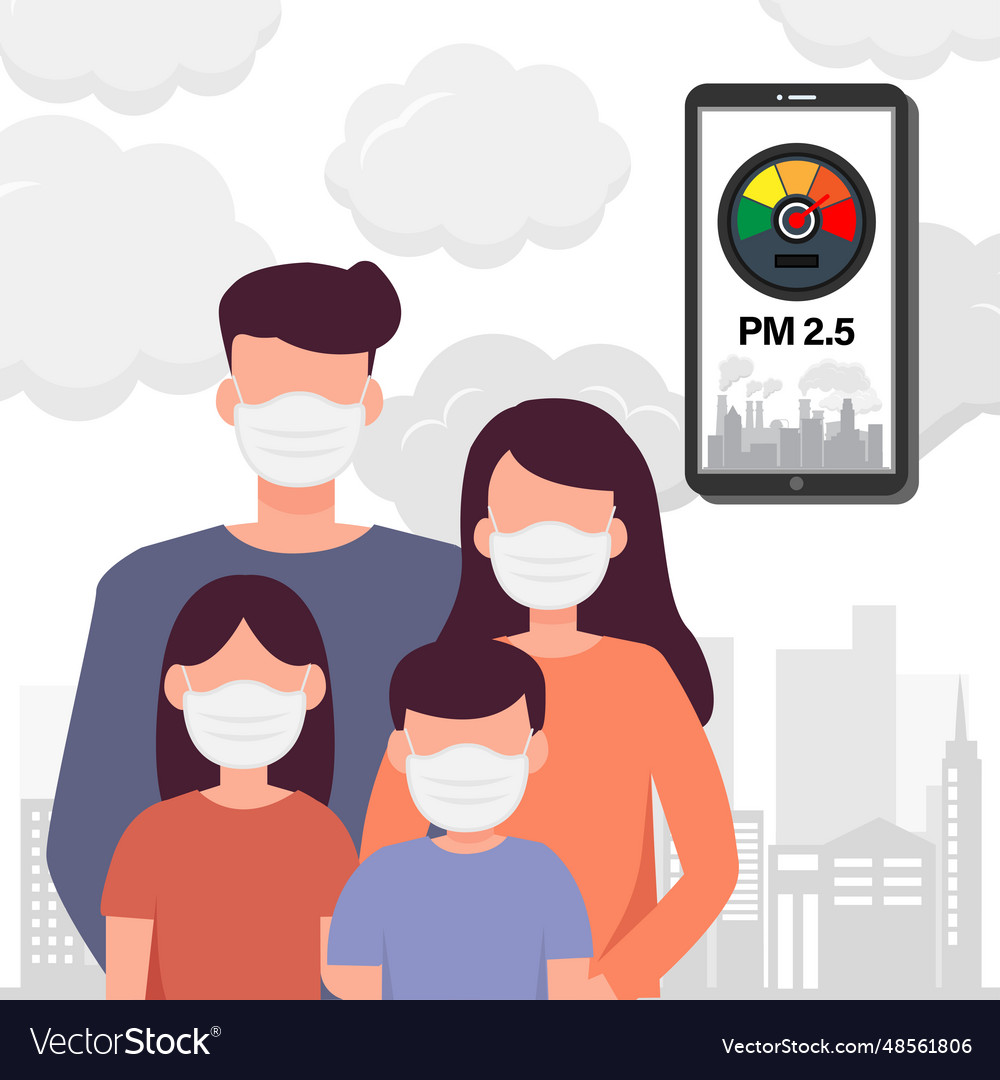 People wear face masks protect air pollution Vector Image