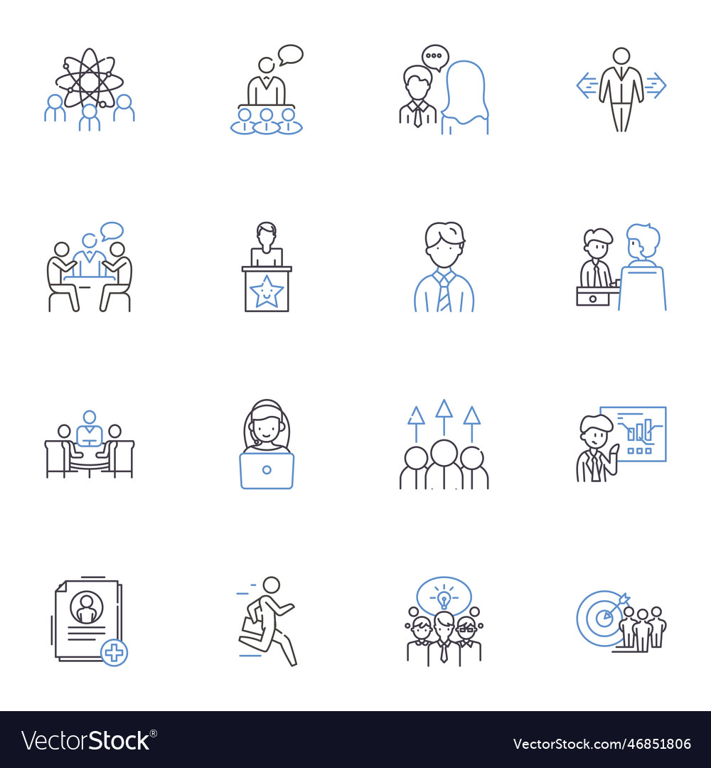 Project managers line icons collection leadership Vector Image Project managers line icons collection leadership Vector Image