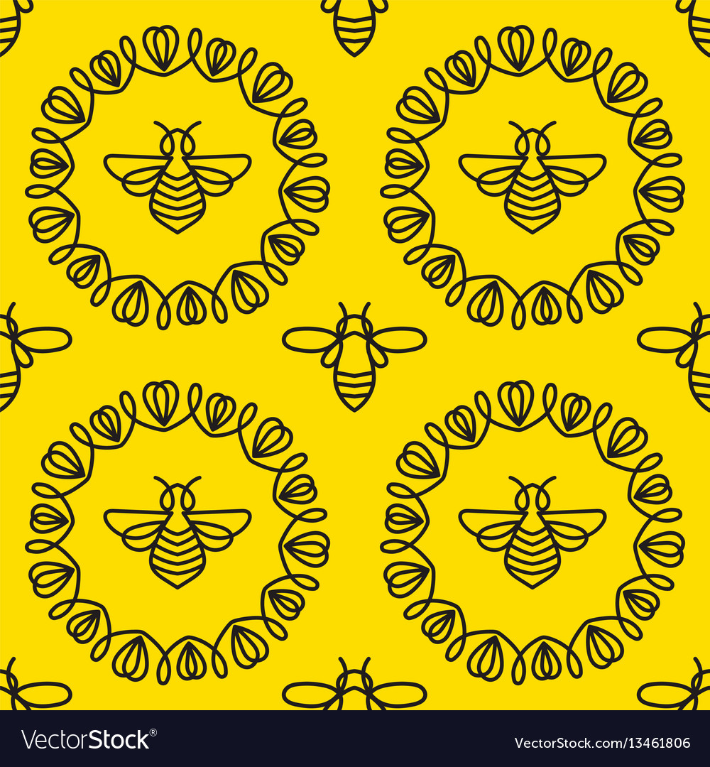 Seamless pattern with bee Royalty Free Vector Image