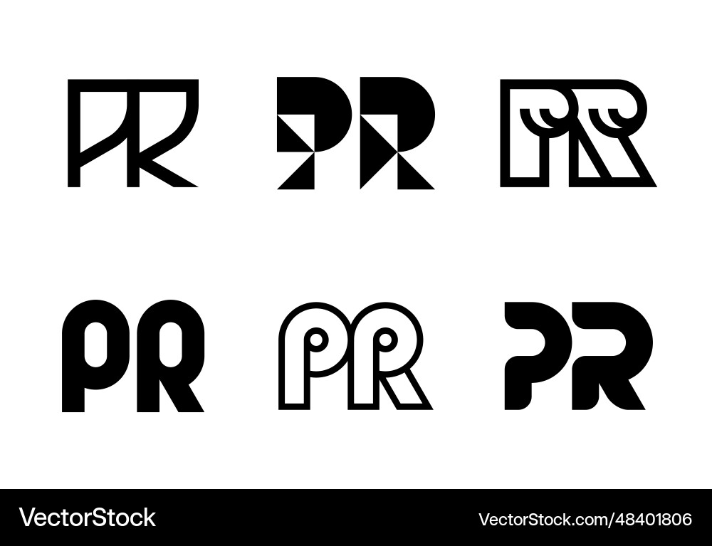 Set of letter pr logos Royalty Free Vector Image