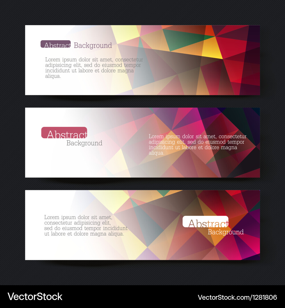 Set of three colorful triangles banners Royalty Free Vector