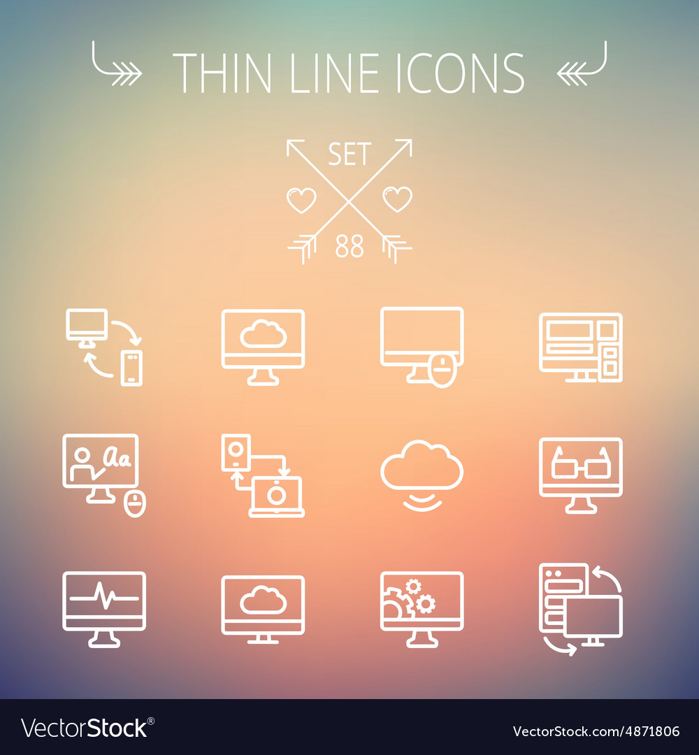 Technology thin line icon set Royalty Free Vector Image