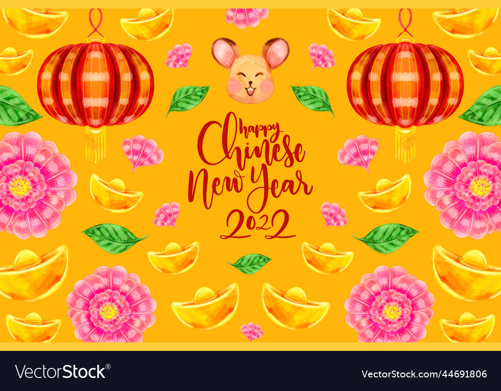 Watercolor chinese new year concept design Vector Image