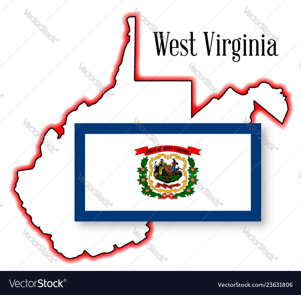 West virginia state map and flag Royalty Free Vector Image