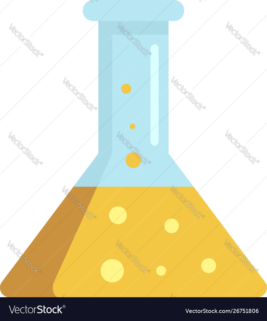 Yellow liquid flask icon flat style Royalty Free Vector