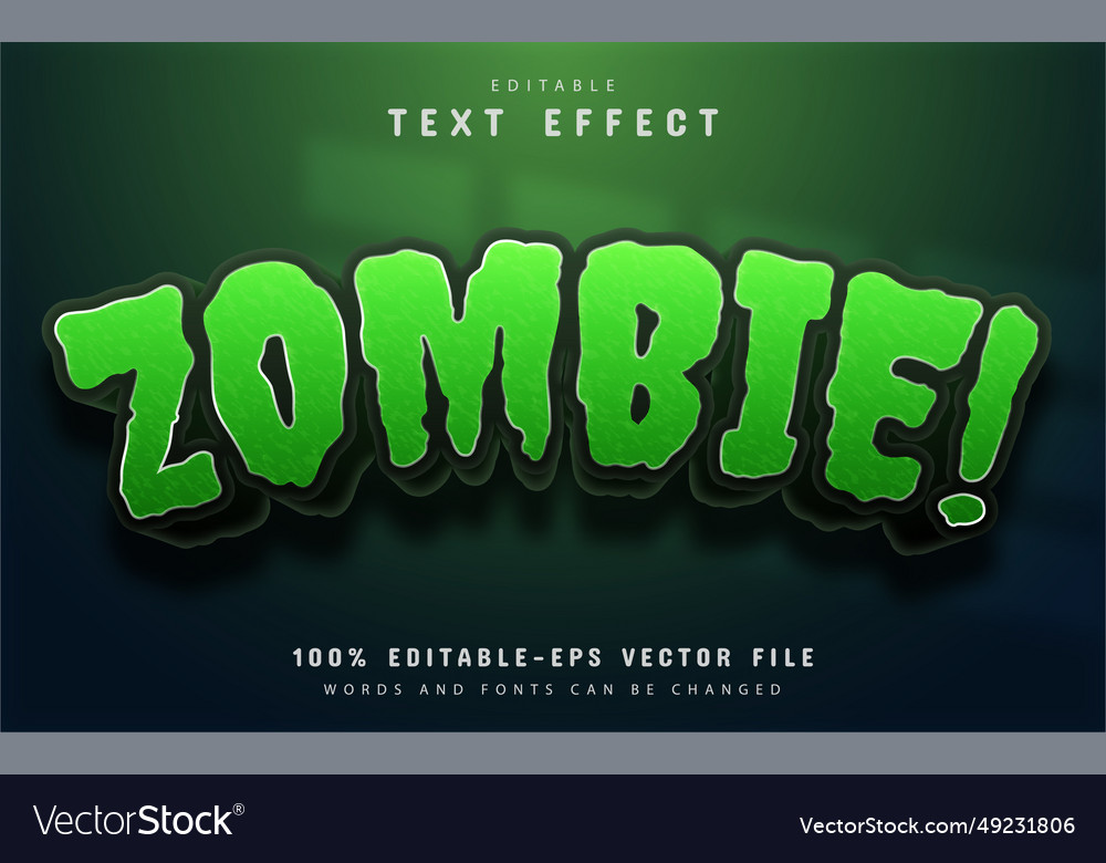 Zombie 3d text effect editable Royalty Free Vector Image