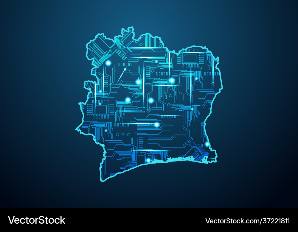 Abstract futuristic map ivory coast circuit Vector Image