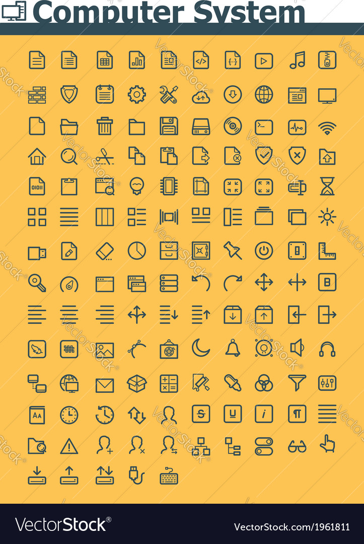 Computer system icon set Royalty Free Vector Image