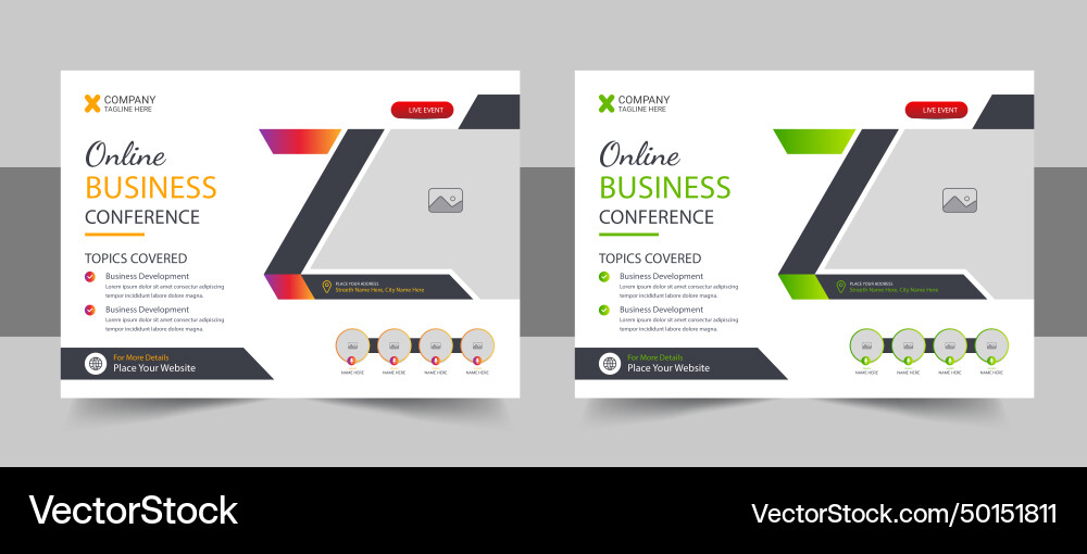 Corporate horizontal business conference flyer Vector Image