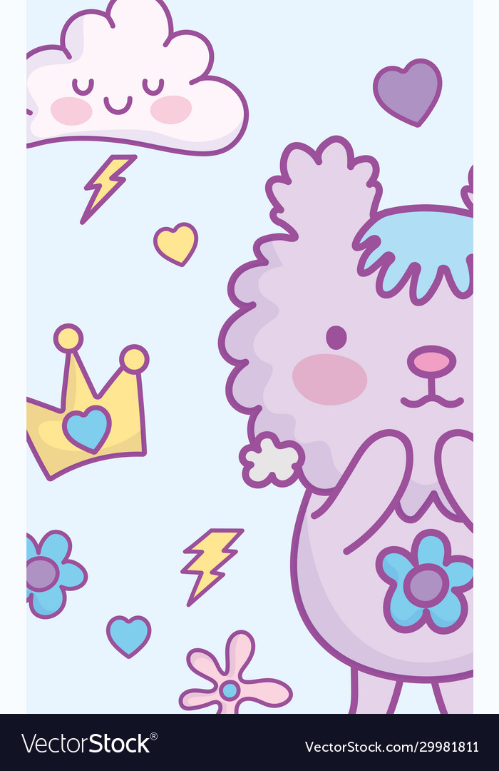 Cute bunny flower crown cloud ray decoration Vector Image