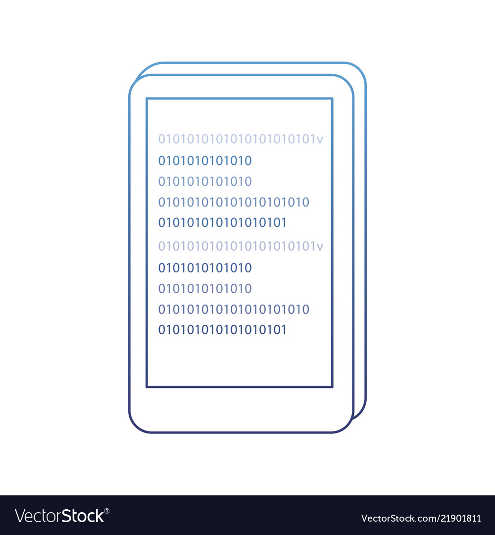 Degraded outline smartphone code program data Vector Image
