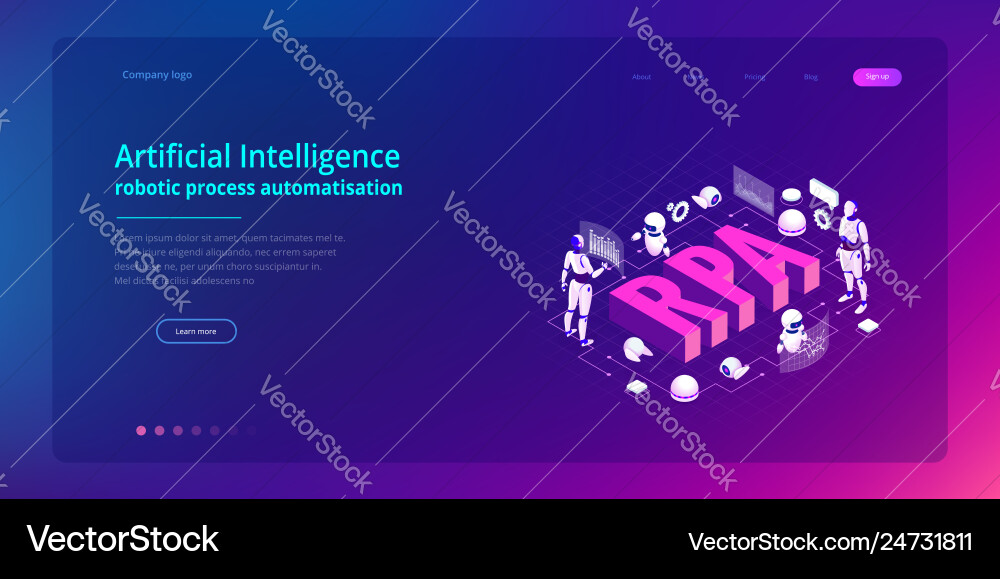 Isometric concept of rpa artificial intelligence Vector Image
