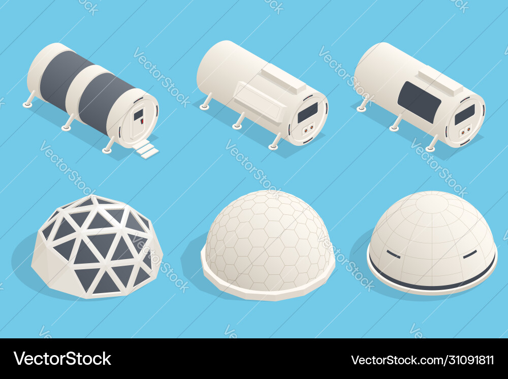 Isometric set icons future home for humans Vector Image