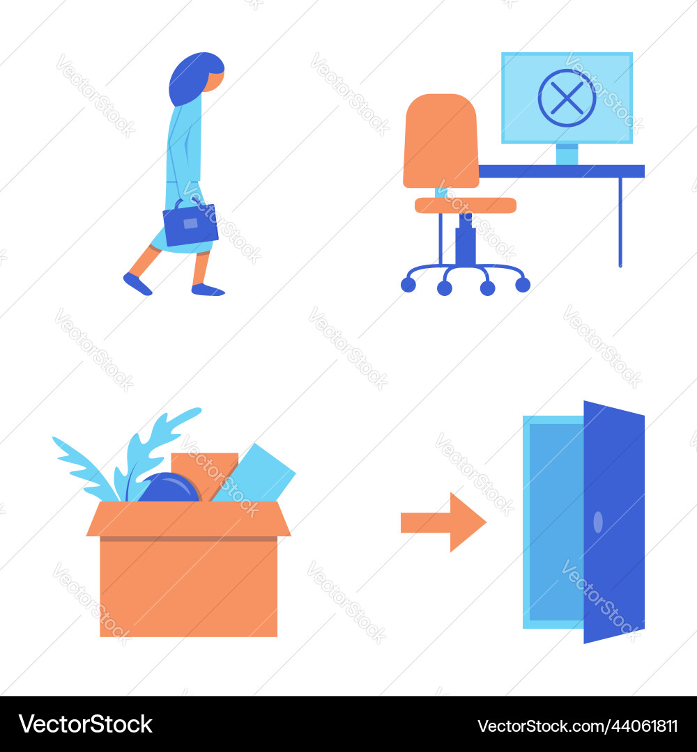 Leaving job icon set in flat style Royalty Free Vector Image