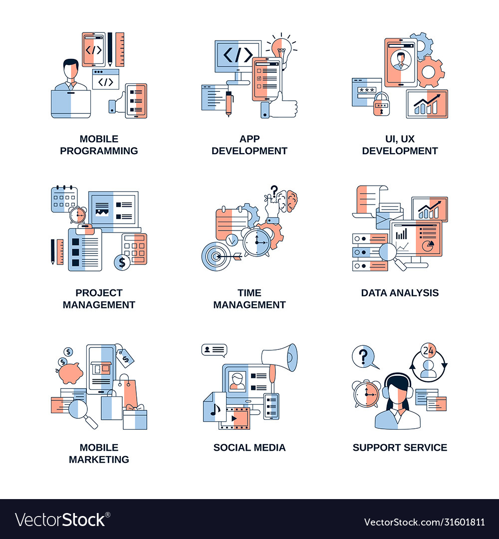 Mobile programming digital marketing data Vector Image